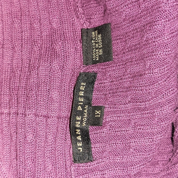 JEANNE PIERRE | Sweaters | Jeanne Pierre Cable Stitch Plum Long Sleeve ...